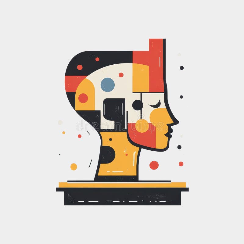 Abstract Geometric Art of a Stylized Face Profile with Bold Colors and ...