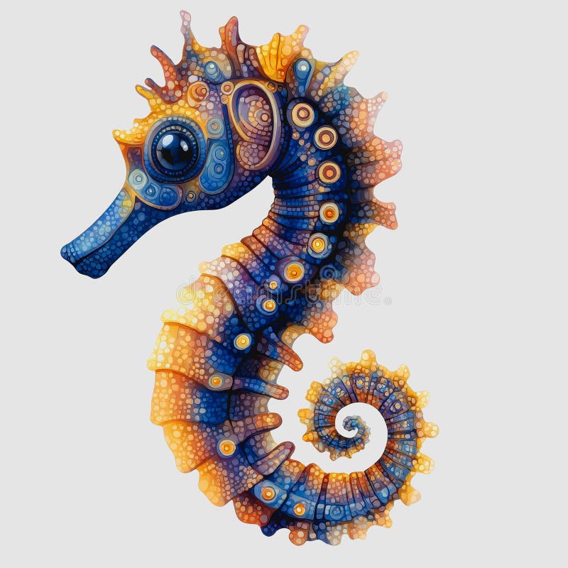Vibrant and Colorful Abstract Seahorse Design Featuring Intricate ...