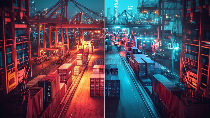 Explore the Vibrant Activity of a High-resolution Port with Cargo ...