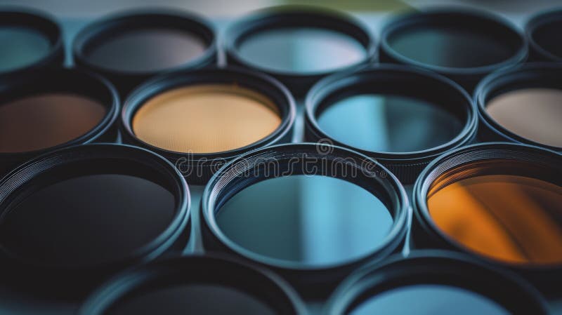 Diverse Camera Filters in a Photography Studio a Close-up Showcase of ...