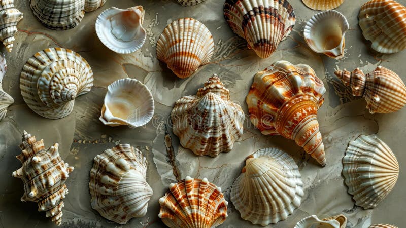 Explore a Vibrant Collection of Seashells on a Sandy Surface Captured ...