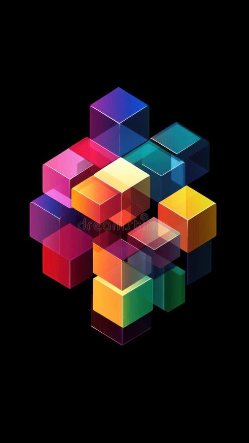 Explore Vibrant Colorful Cubes, a Dynamic 3D Geometric Pattern Stock ...