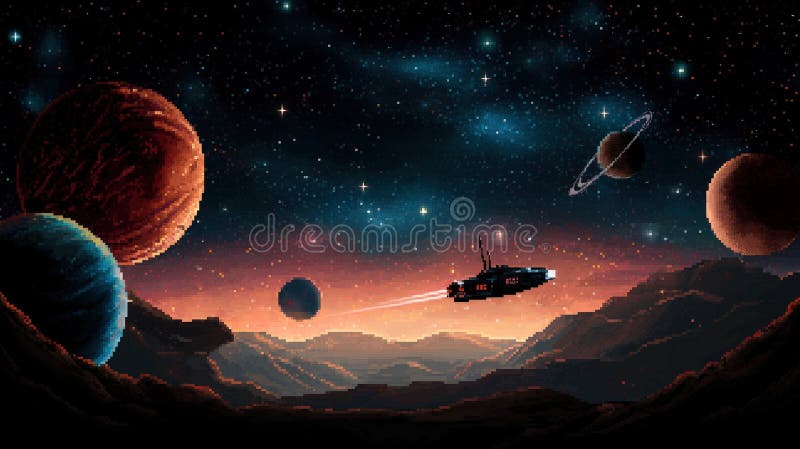 Interstellar Journey through Space Alien Planets Digital Art Cosmic ...