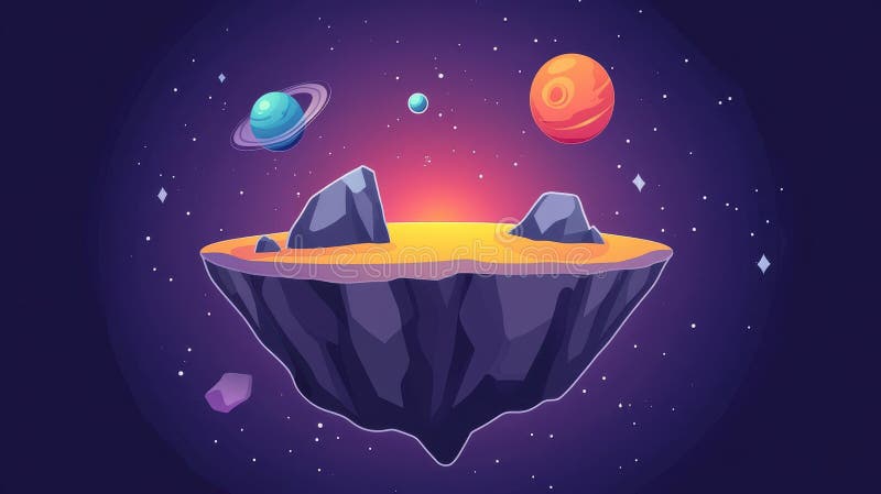 Explore a Vibrant D Space Setting, Featuring a Floating Platform and a ...