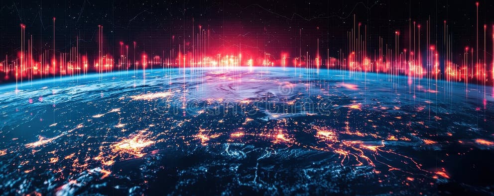 Global Digital Connectivity Trends Earth Infographic Sci-fi Aerial View ...