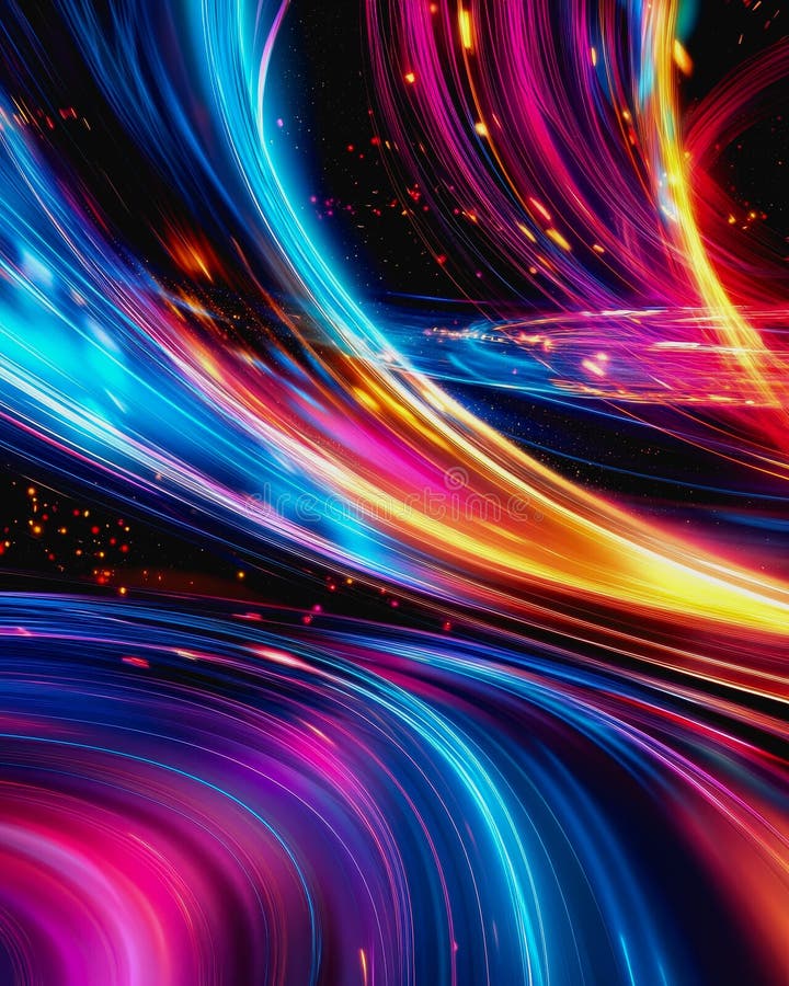 Vibrant Digital Abstract Composition with Dynamic Lights Stock Photo ...