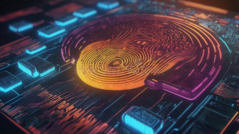 Digital Futuristic Fingerprint Scan Concept Stock Illustration ...