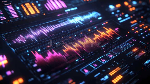 Abstract Digital Sound Wave Visualization with Colorful Graphs and Bars ...