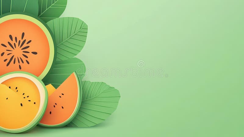 Explore a Vibrant Fresh Melon Fruit Background Crafted in Trendy Paper ...