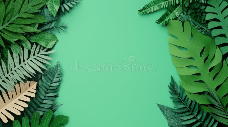 Vibrant Green Paper Collage of Leaves in a Garden Design for Creative ...