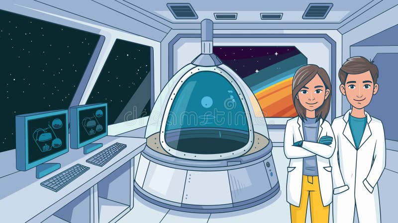 Futuristic Space Laboratory with Scientists Stock Vector - Illustration ...