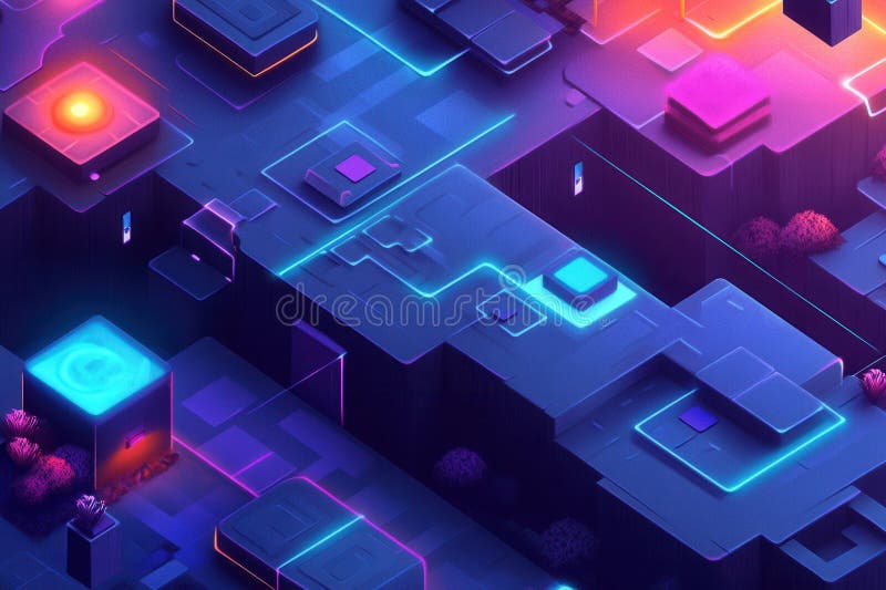 Explore the Vibrant Isometric Gaming Background Featuring Stylized ...