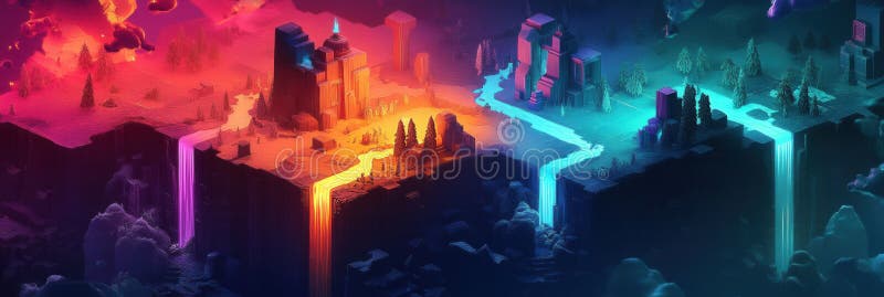 Explore a Vibrant Isometric Gaming-inspired Landscape Filled with ...