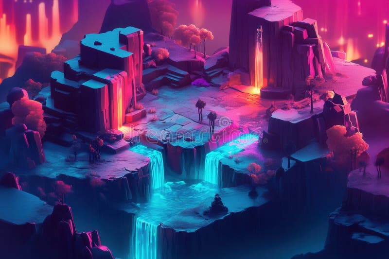 Explore a Vibrant Isometric Gaming Landscape Featuring Stylized Terrain ...