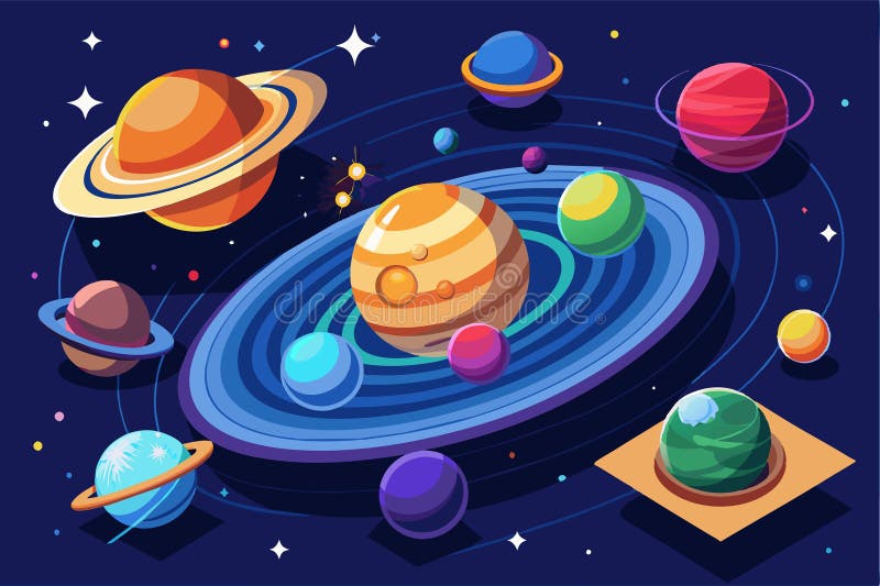 Explore a Vibrant Isometric Solar System Showcasing Various Planets and ...