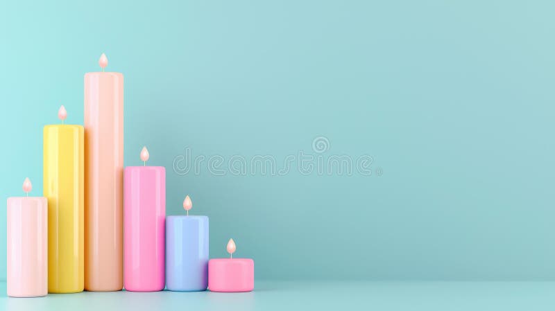 Explore a Vibrant Pastel Candlestick Chart Against a Cool Blue Grid ...