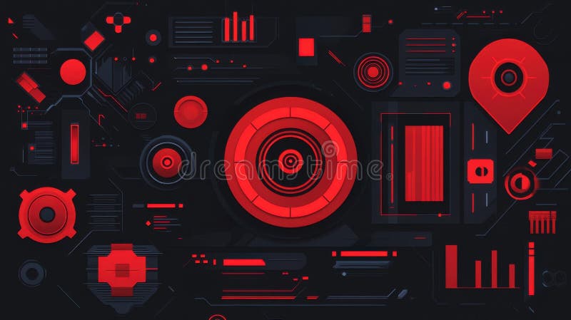 Explore a Vibrant Red Control Panel Design, Showcasing a Futuristic ...