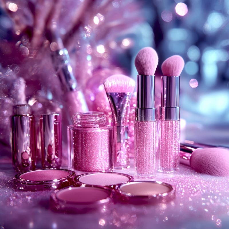 A Stunning Arrangement of Pink Makeup Products. this Image Features ...