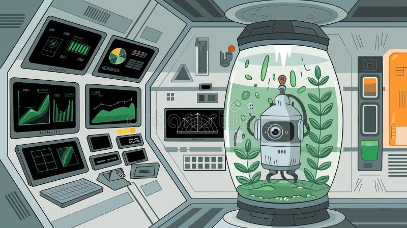 Futuristic Laboratory with a Robo-Plant in a Glass Tank Stock Vector ...