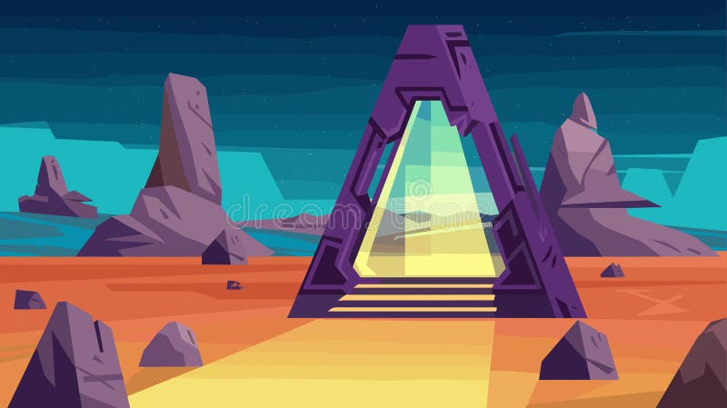 Futuristic Portal in a Surreal Desert Landscape Stock Vector ...