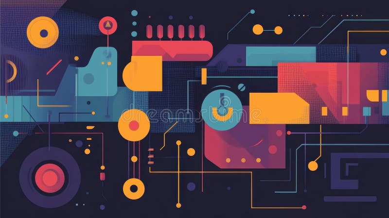 Explore a Vibrant Techthemed Backdrop Filled with Diverse Elements that ...