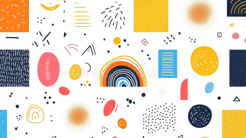 Bright and Colorful Seamless Geometric Patterns for Modern Kids Decor ...