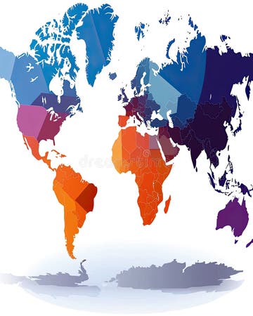 Explore a Vibrant World Map Featuring Uniquely Colored Continents ...