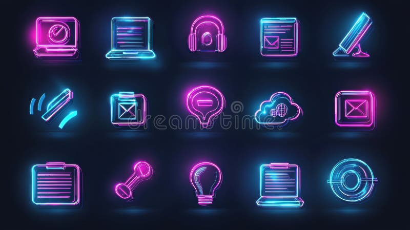 Explore the Vibrant World of Neon Light Icons for Optimized Customer ...