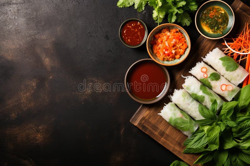Vietnamese Culinary Overview: Pho and Spring Rolls in an Inviting Flat ...