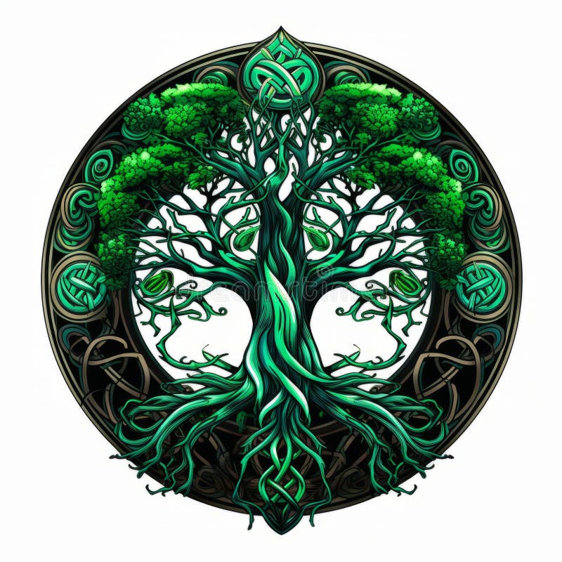 Celtic Tree of Life and Death Symbol in Vivid Emerald Colors ...