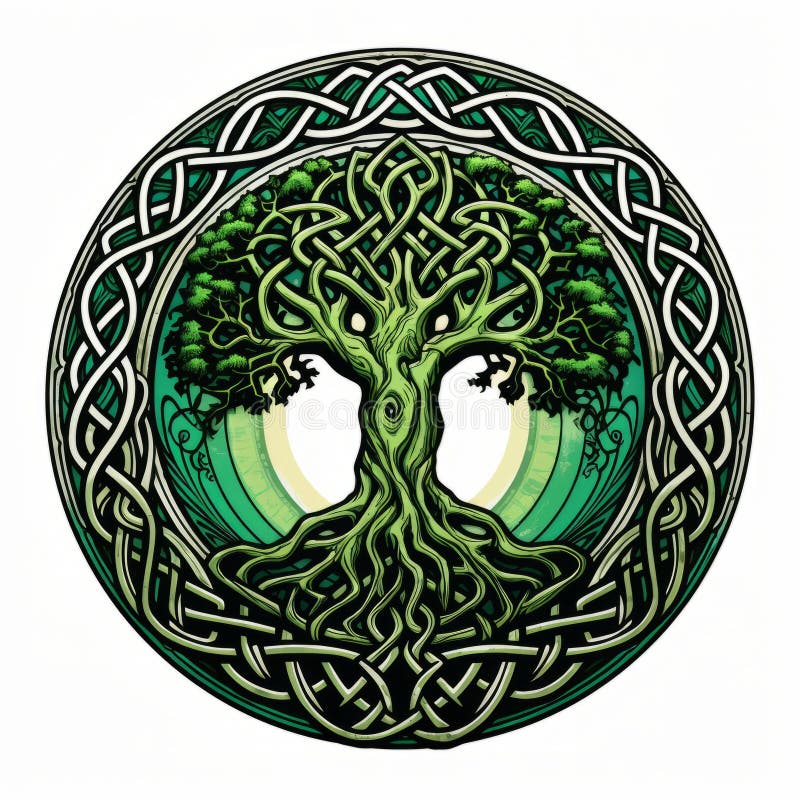 Emerald Celtic Tree of Life and Death Symbol, Generative AI Stock ...