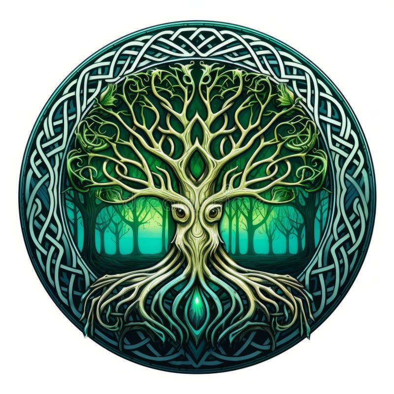 Emerald Celtic Tree of Life and Death Symbol, Generative AI Stock ...