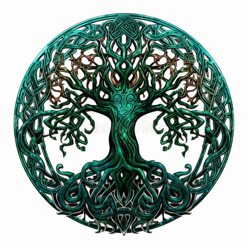 Celtic Tree of Life and Death Symbol in Vivid Emerald Colors ...
