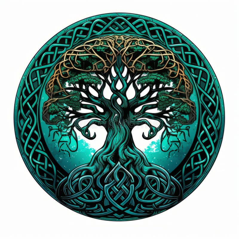 Emerald Celtic Tree of Life and Death Symbol, Generative AI Stock ...