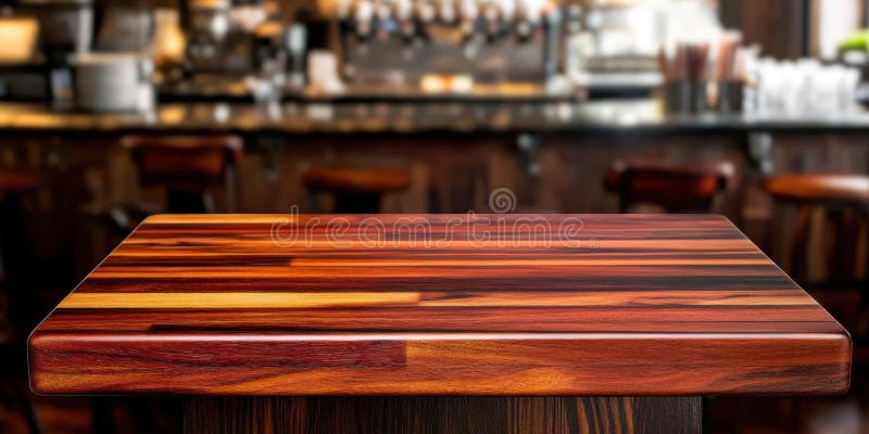Explore Warm Wood Table Texture in a Bar with Stools and Empty Space ...