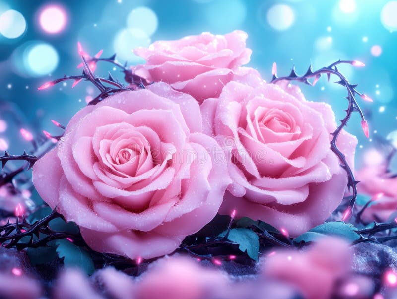 Explore the Whimsical Artistic Interpretation of Roses with Thorny ...