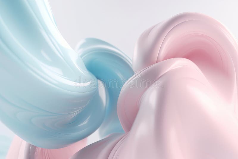 Twisted Waves: Minimalist Pale Pink and Light Blue 3D Design Rendered ...
