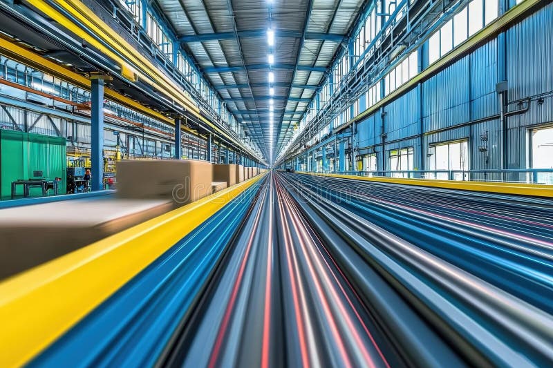 Automated Assembly Line in Wide Angle View Showcasing Efficient ...