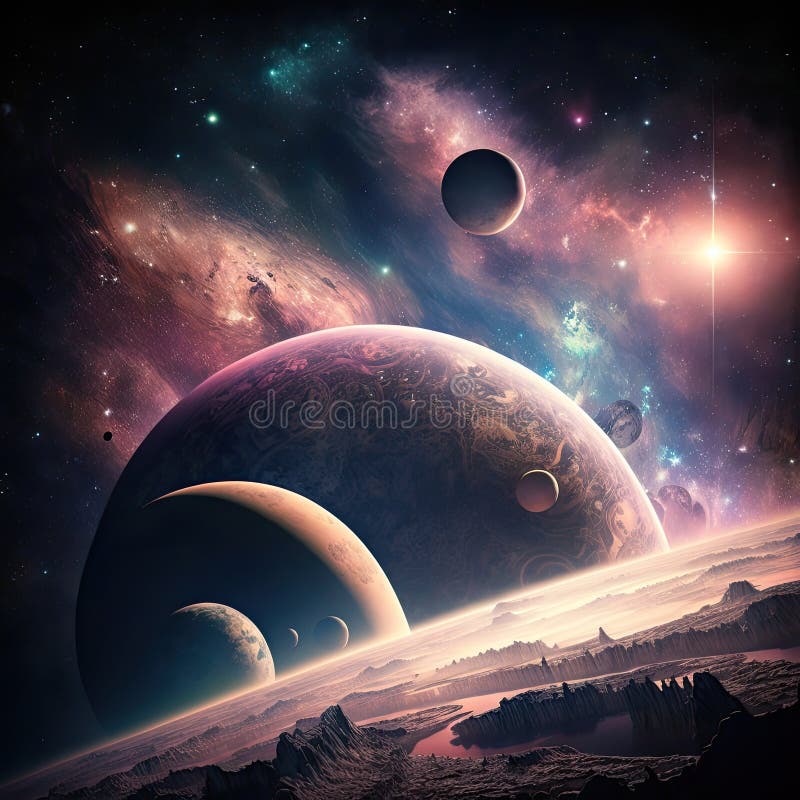Outer Space, Stars, Planets, Orbits, High Quality, Made in Generative ...