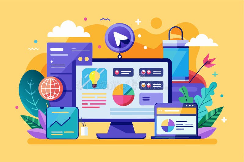 Explore a Workspace Featuring Customizable Flat Design Items for ...