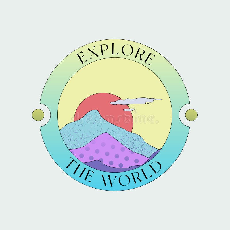 Explore the World Badge stock vector. Illustration of hiking - 225114444