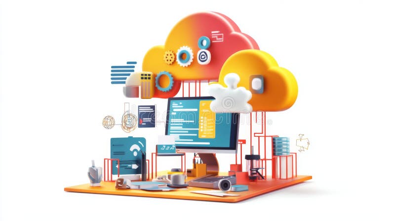 Explore the World of Cloud Computing Technology. Digital Concepts Merge ...