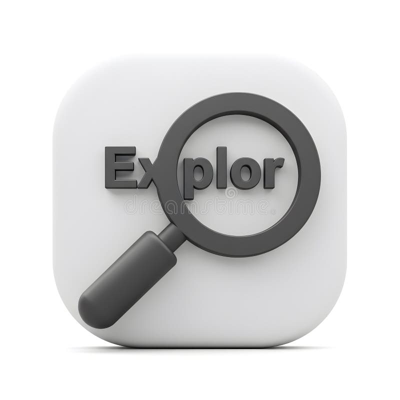 Explore the World: a 3D Magnifying Glass Icon Representing Discovery ...