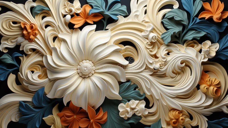 Embossed Art Techniques: Intricate Patterns on Canvas Stock ...