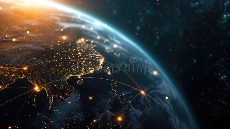 Explore a World of Interconnected Countries Against a Dark Background ...