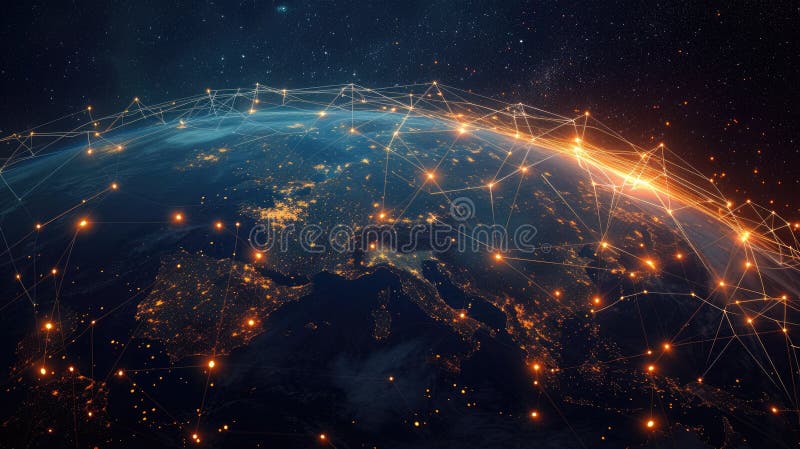 Explore a World of Interconnected Countries Against a Dark Background ...