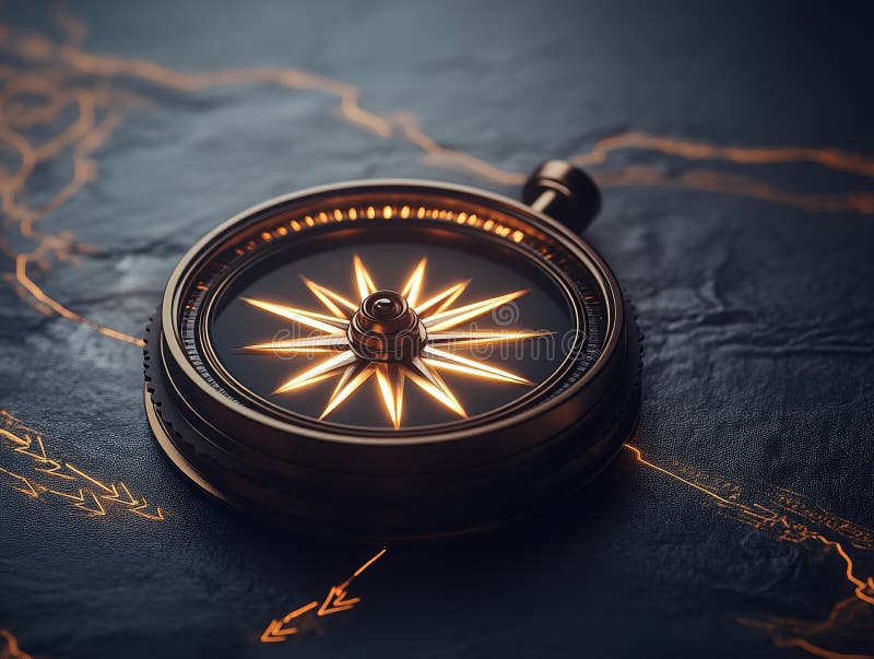 Explore the World: a Mesmerizing Compass Illuminated on a Vintage Map ...