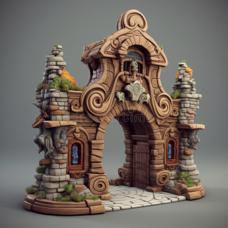 Medieval Entrance Gate 3d Model for Cartoon Stock Illustration ...