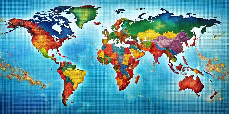 Explore the World with this Stunning Panoramic Dotted World Map Ideal ...