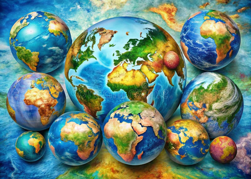 Explore the World with a Stunning Panoramic Earth Globe Set Flat Design ...